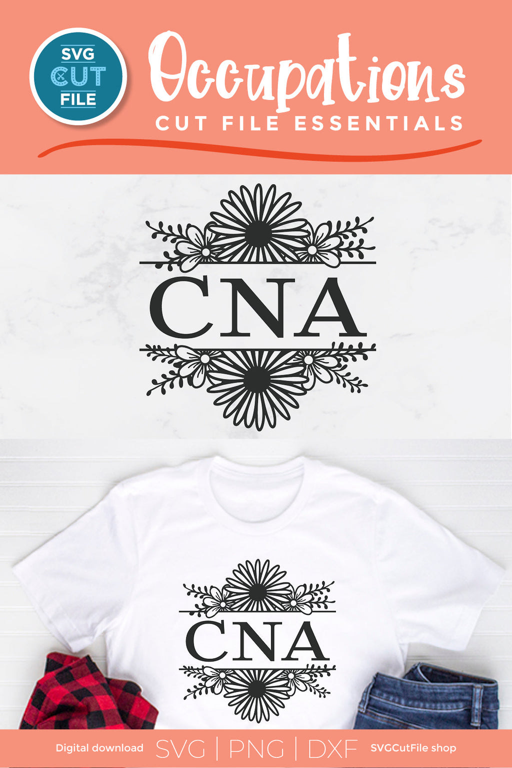 CNA with Split Frame Flowers SVG - So Fontsy