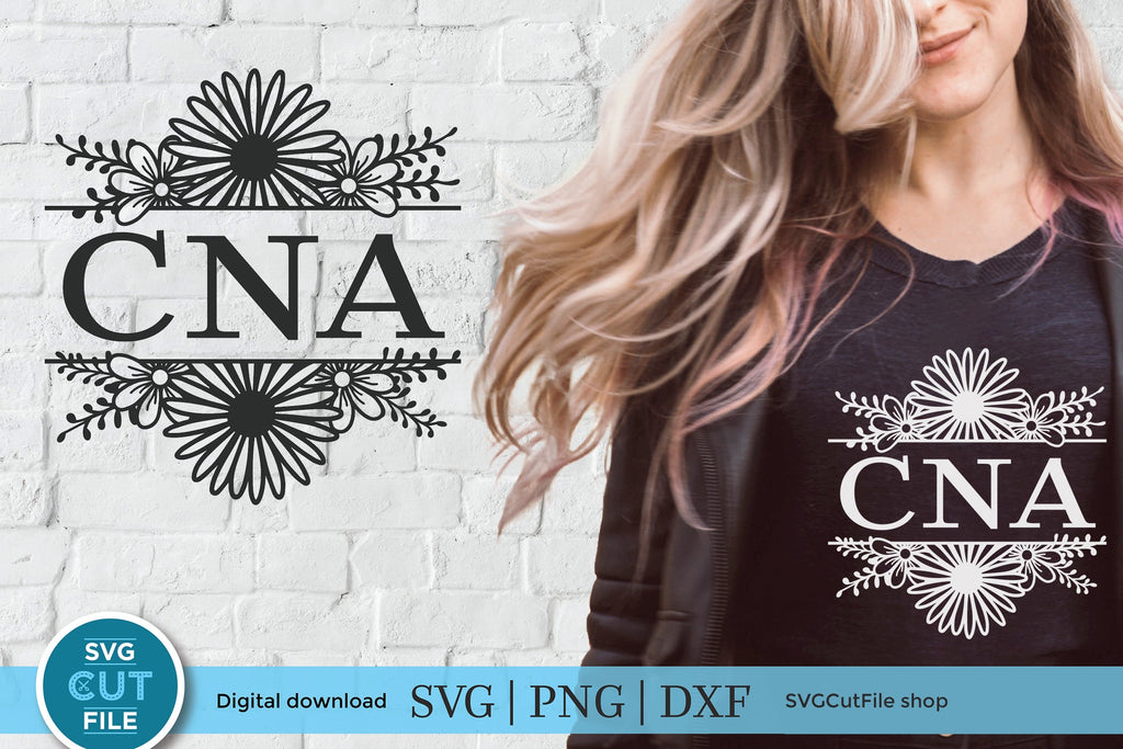 CNA with Split Frame Flowers SVG - So Fontsy