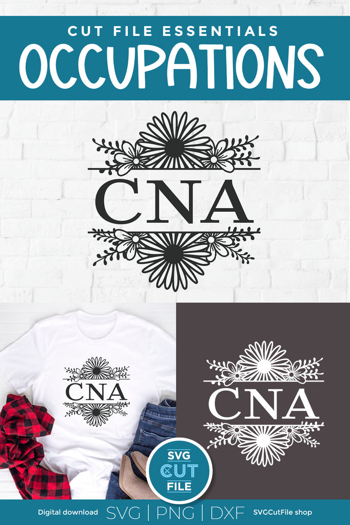 CNA with Split Frame Flowers SVG - So Fontsy