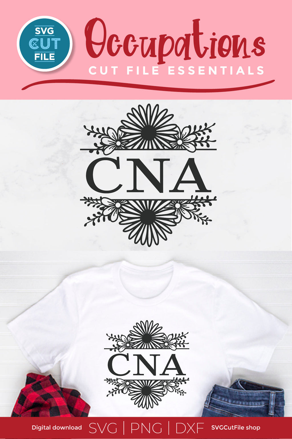 CNA with Split Frame Flowers SVG - So Fontsy