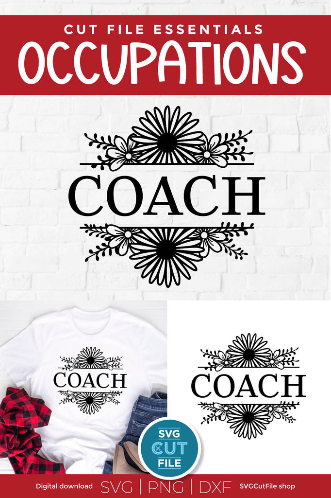 Coach svg with Floral Split Frame - So Fontsy