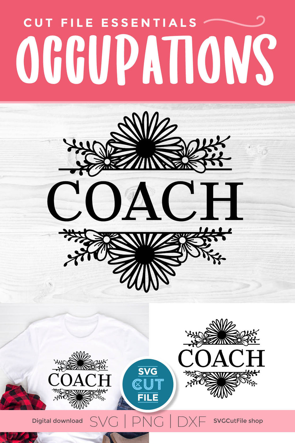 Coach svg with Floral Split Frame - So Fontsy