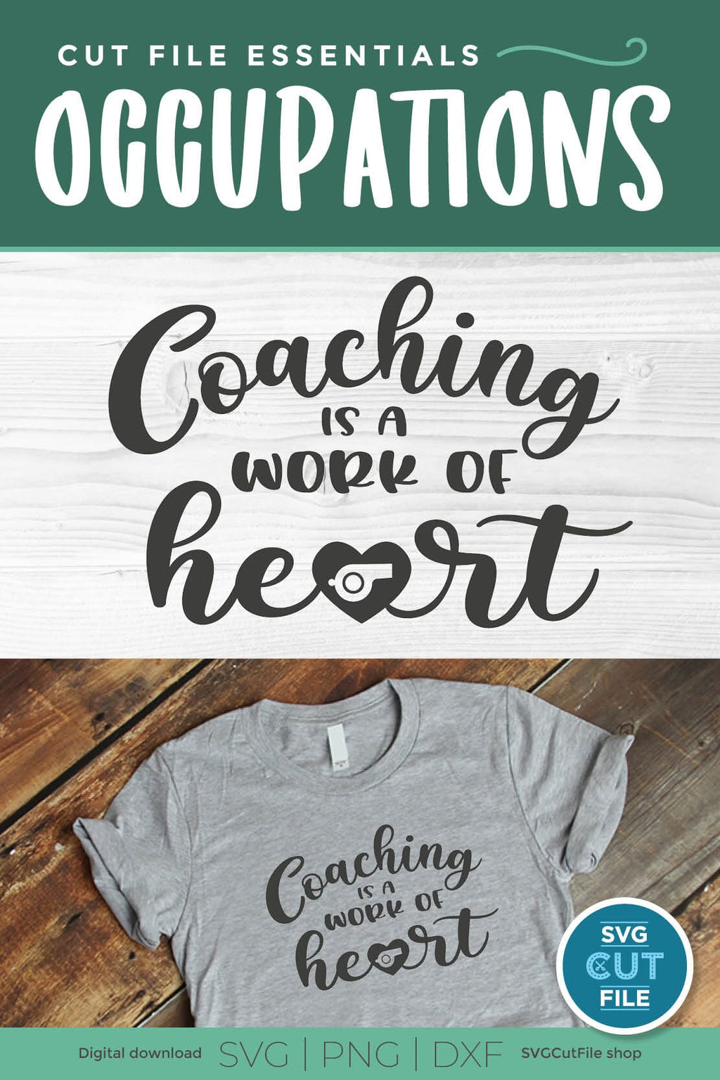 Coaching is a Work of Heart svg for crafters - So Fontsy