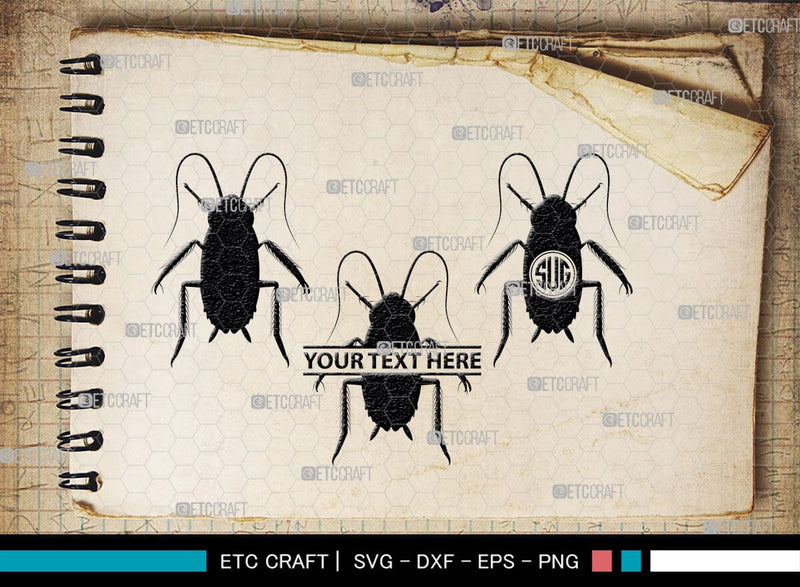 Cockroach Monogram, Cockroach Silhouette, Cockroach SVG, Cockroach Bug ...