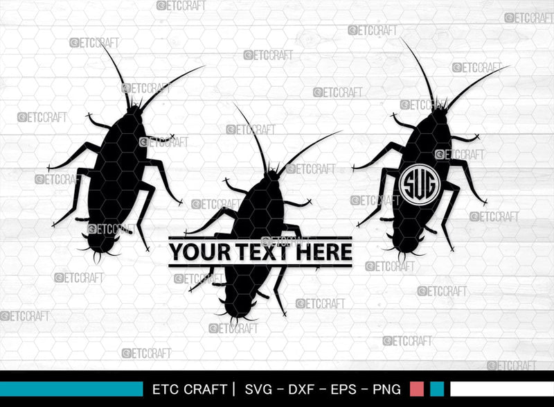 Cockroach Monogram, Cockroach Silhouette, Cockroach SVG, Cockroach Bug ...