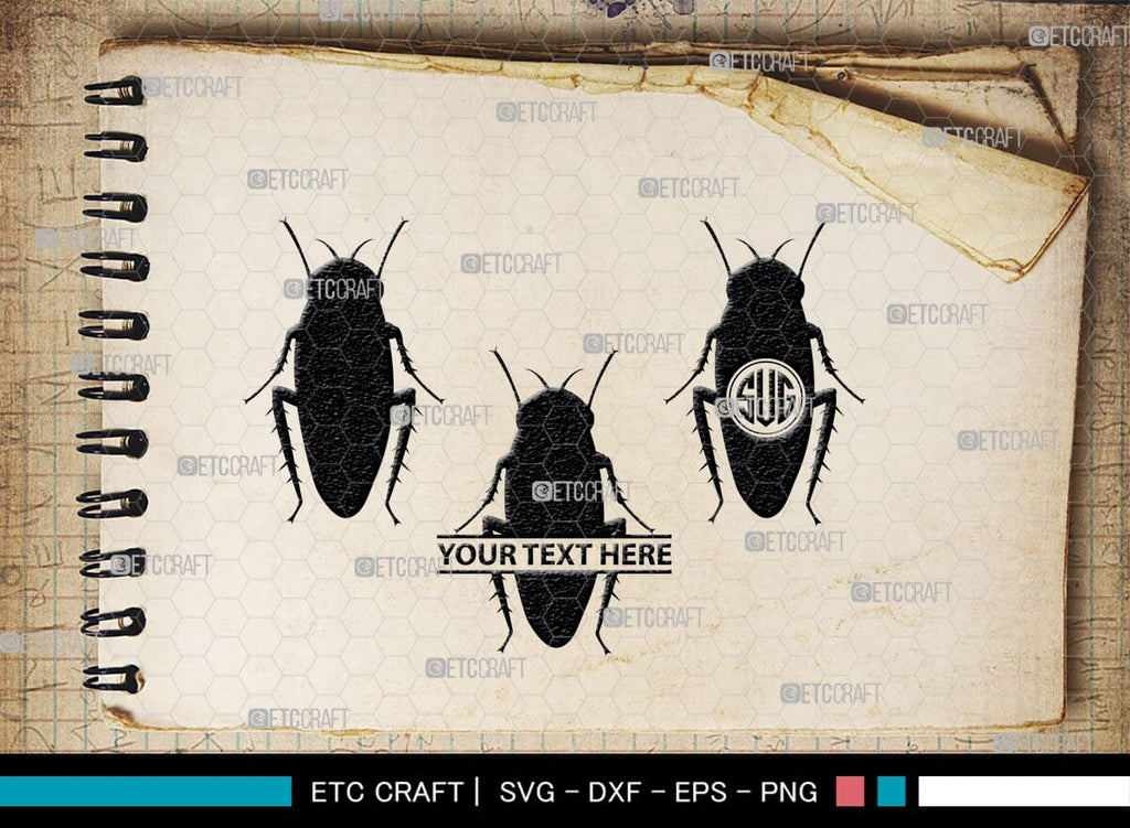 Cockroach Monogram, Cockroach Silhouette, Cockroach SVG, Cockroach Bug ...