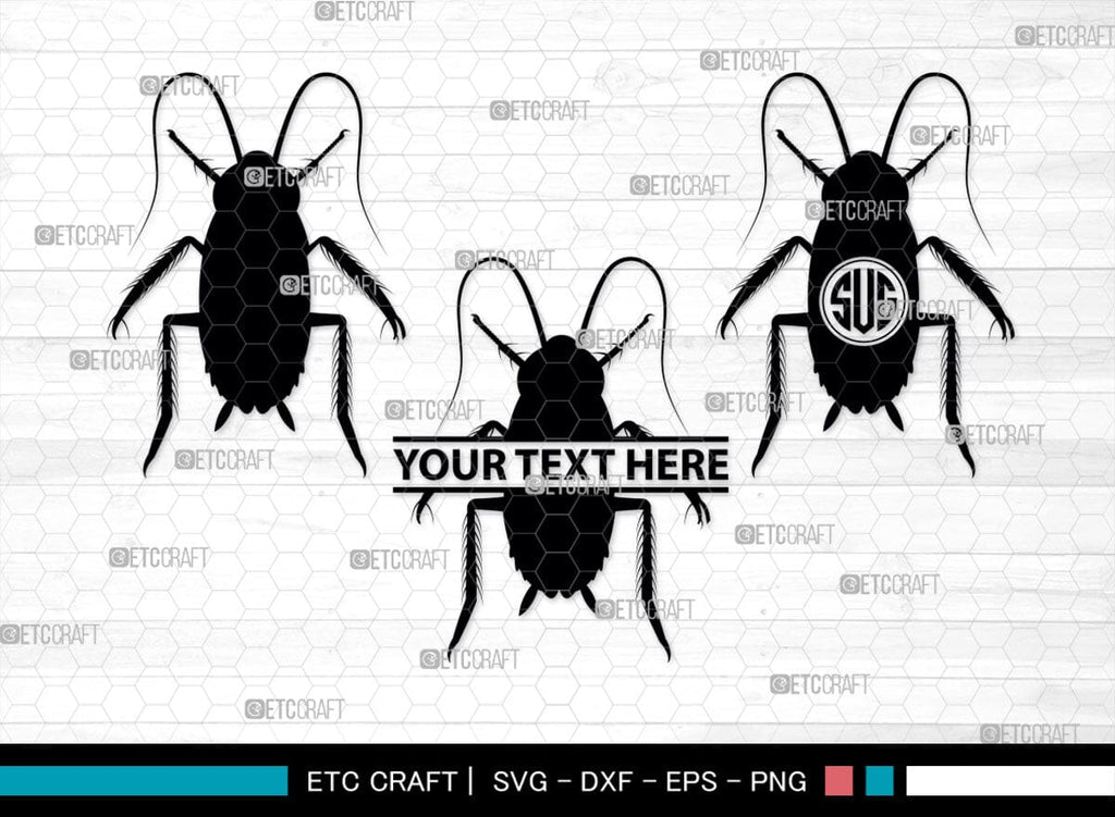 Cockroach Monogram, Cockroach Silhouette, Cockroach SVG, Cockroach Bug ...