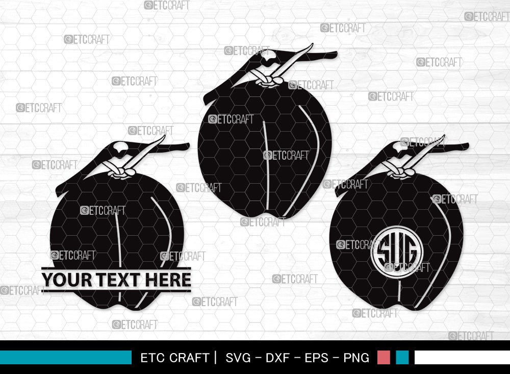 Coconut Monogram SVG Cut File | Fruit Svg | Coconut Drink Svg | Coconut ...