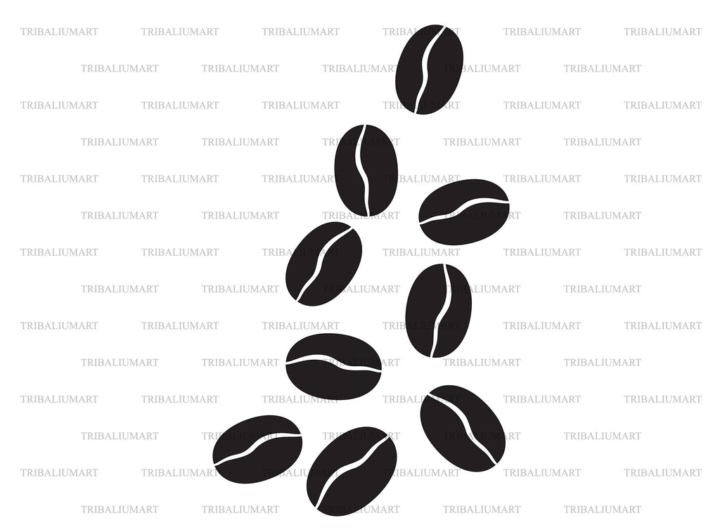 Coffee beans. Cut files for Cricut. Clip Art silhouettes (eps, svg, pdf ...