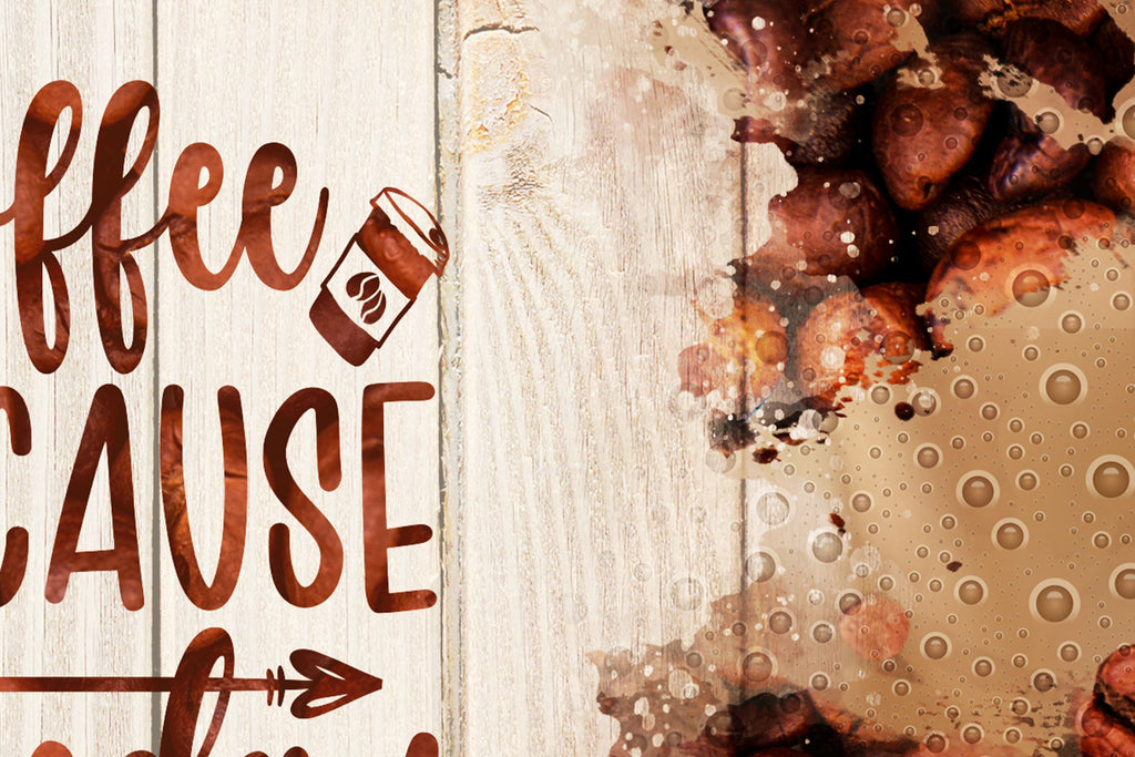Coffee Because Monday Happens Quote Tumbler Wrap PNG, Coffee Beans and ...