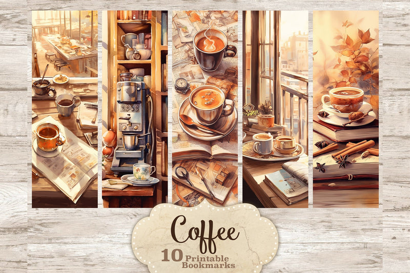 Coffee Bookmarks Printable | Collage Sheet - So Fontsy