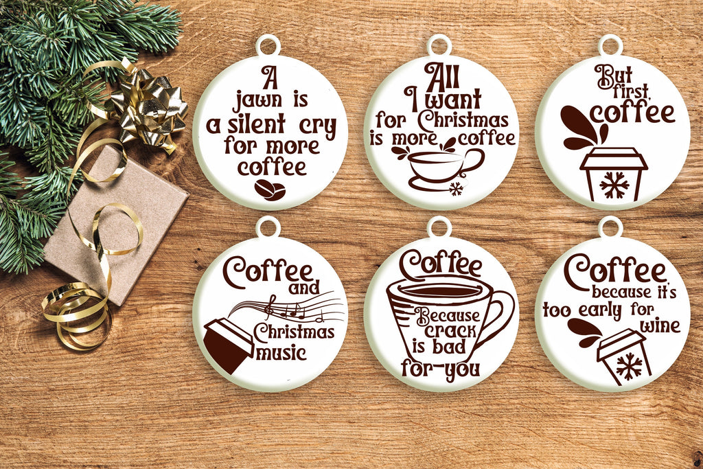 Coffee Christmas Ornament Svg Bundle. Round Christmas Ornaments Svg ...
