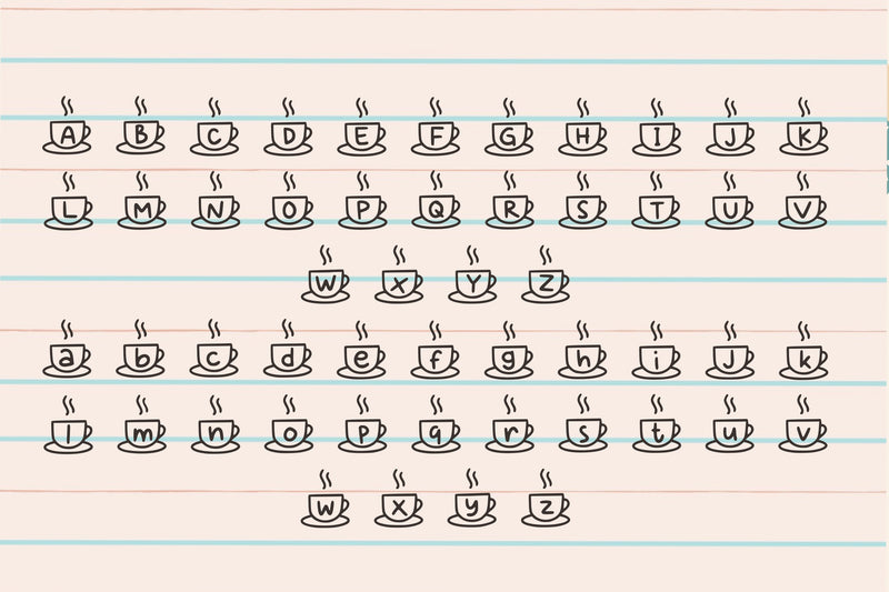 Coffee Cup Alphabet Set SVG - So Fontsy