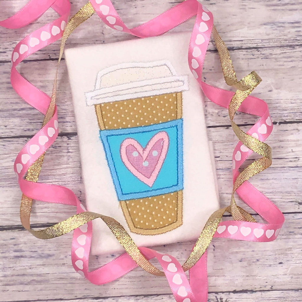 Coffee Mug Applique Machine Embroidery Design | So Fontsy