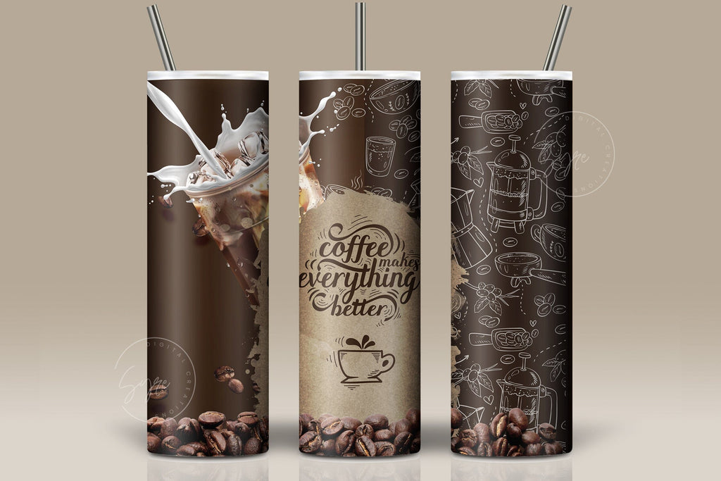 Coffee Makes Everything Better Quote Tumbler Wrap PNG, Funny coffee ...
