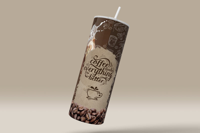 Coffee Makes Everything Better Quote Tumbler Wrap PNG, Funny coffee ...