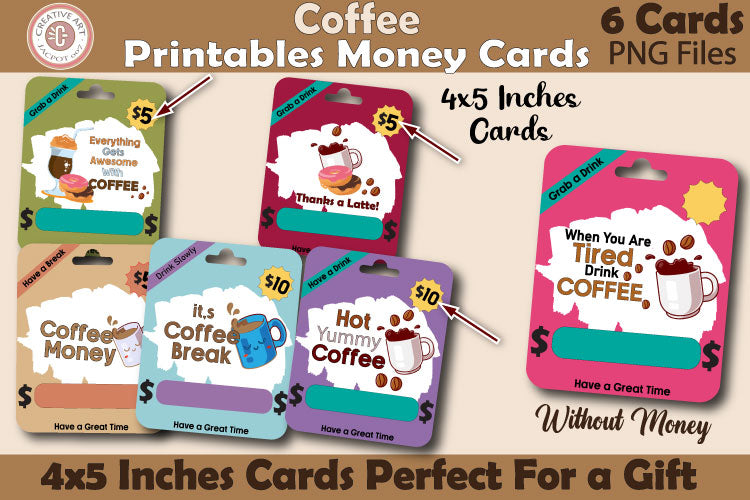 Coffee Money Card Design - 6 Unique Wedding Gift Cards PNG - So Fontsy