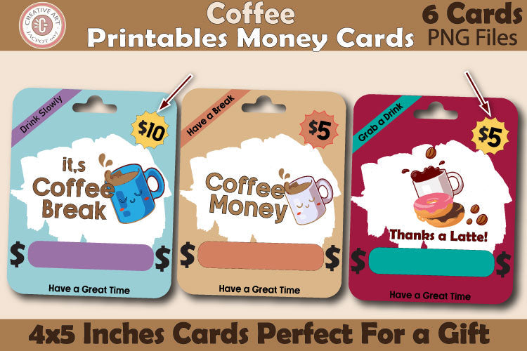 Coffee Money Card Design - 6 Unique Wedding Gift Cards PNG - So Fontsy