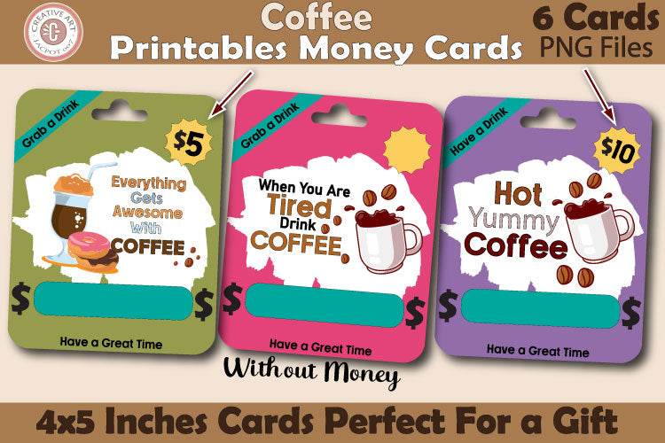Coffee Money Card Design - 6 Unique Wedding Gift Cards PNG - So Fontsy