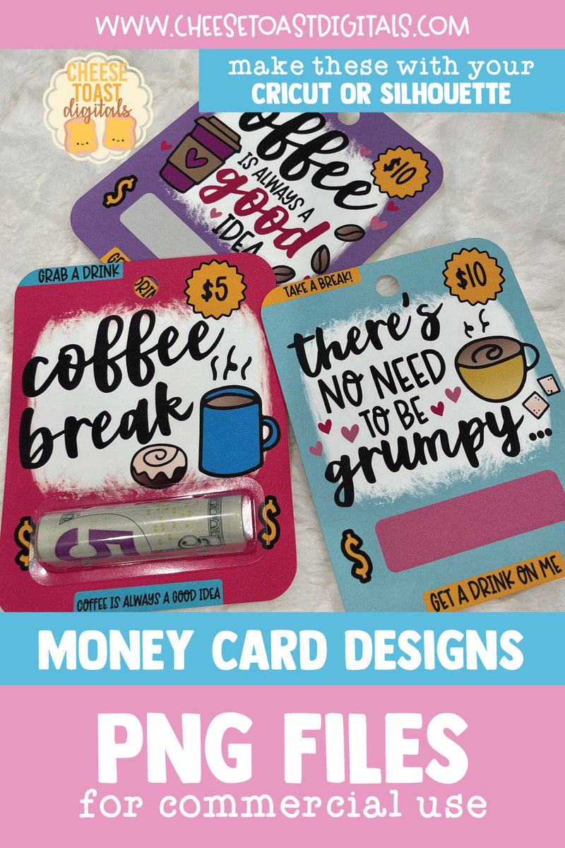 Coffee Money Card PNG Designs | Printable Just Because Cards - So Fontsy