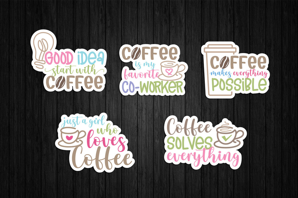 Coffee Stickers Pack - 10 Designs SVG - So Fontsy
