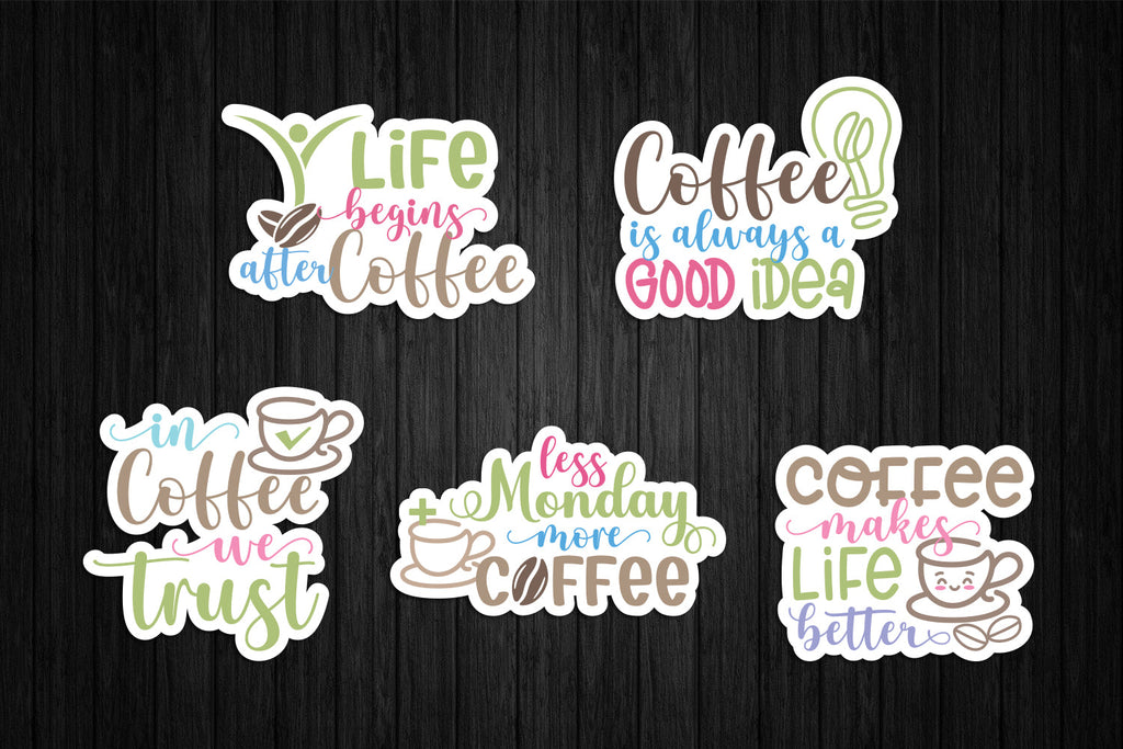 Coffee Stickers Pack - 10 Designs SVG - So Fontsy