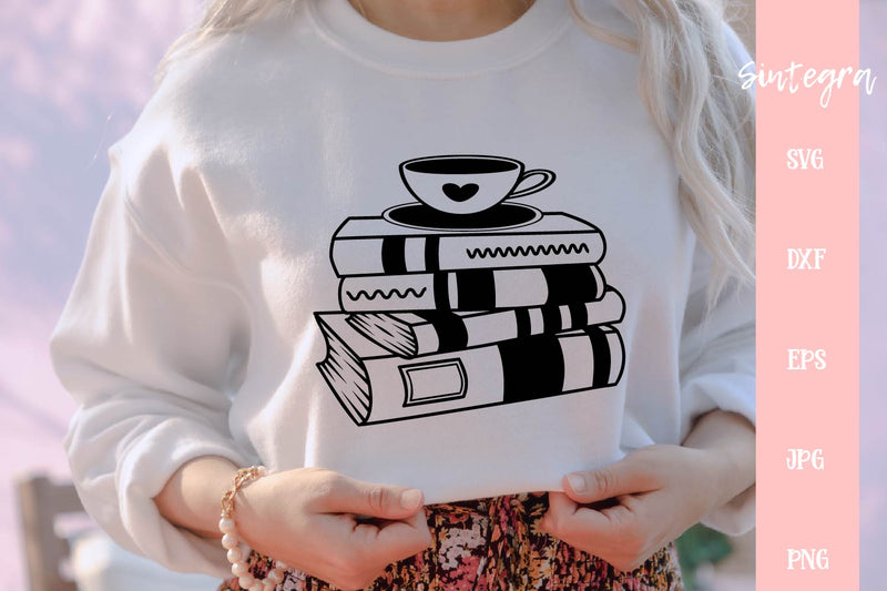 Coffee, Tea Books Stacked SVG Cut File Free For Commercial Use - So Fontsy