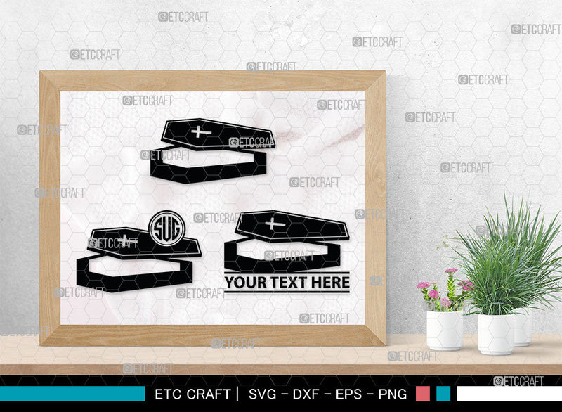 Coffin Monogram, Coffin Silhouette, Coffin SVG, Tomb Svg, Death Svg ...