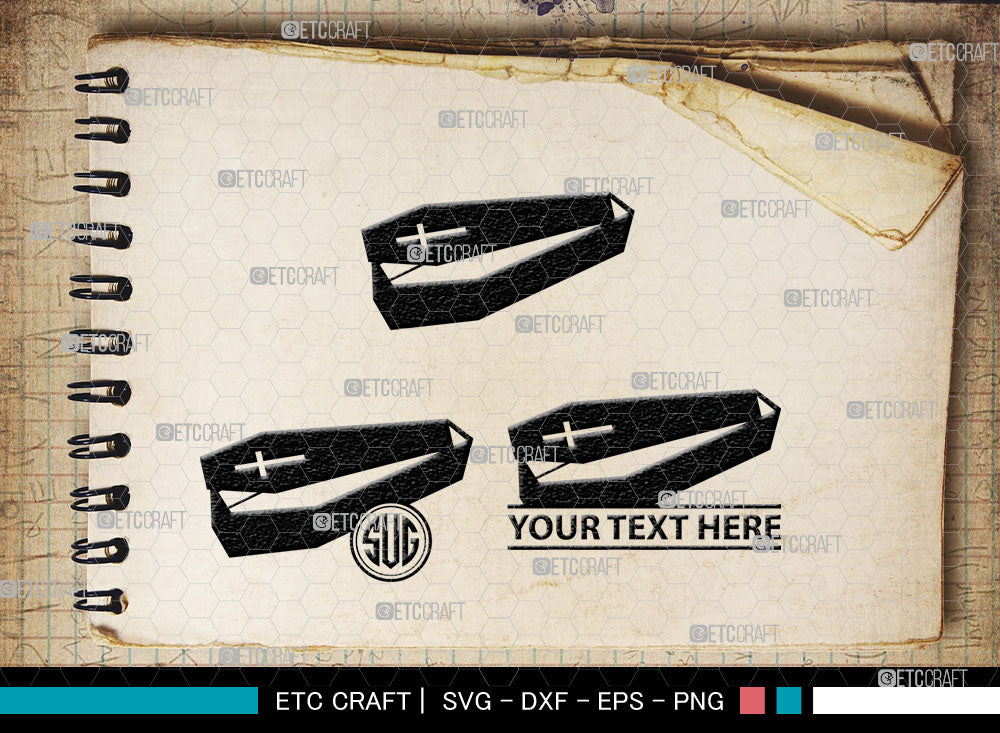 Coffin Monogram, Coffin Silhouette, Coffin SVG, Tomb Svg, Death Svg, Coffin Box Svg, Funeral Svg ...