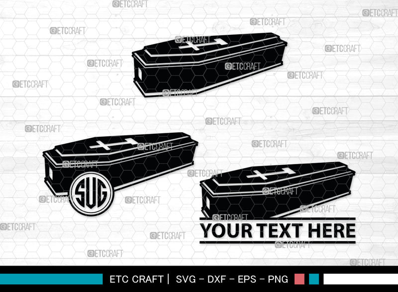 Coffin Monogram, Coffin Silhouette, Coffin SVG, Tomb Svg, Death Svg ...