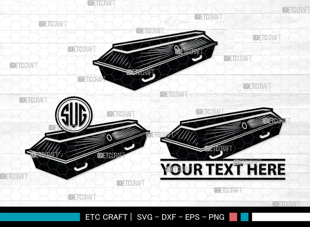 Coffin Monogram, Coffin Silhouette, Coffin SVG, Tomb Svg, Death Svg, Coffin Box Svg, Funeral Svg ...