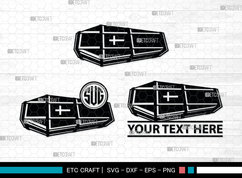 Coffin Monogram, Coffin Silhouette, Coffin SVG, Tomb Svg, Death Svg ...