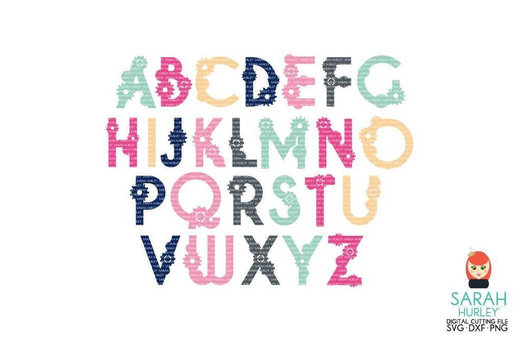 Cog Alphabet Uppercase - So Fontsy