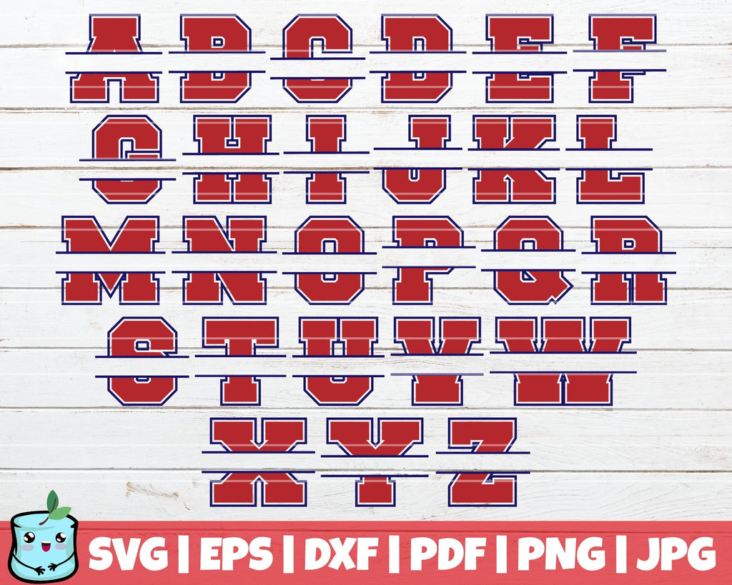 College Split Alphabet - So Fontsy