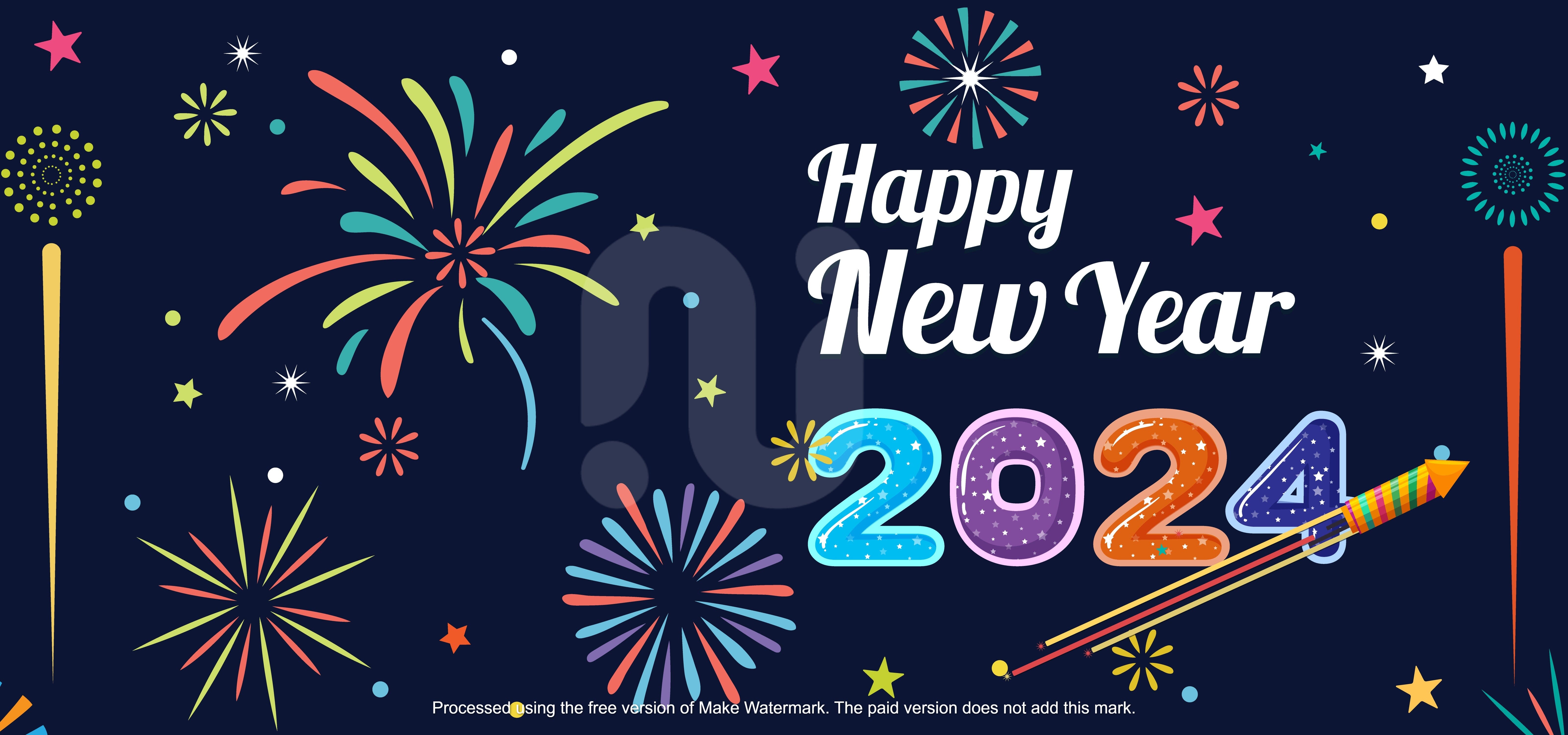 Fireworks White Background New Years 2024