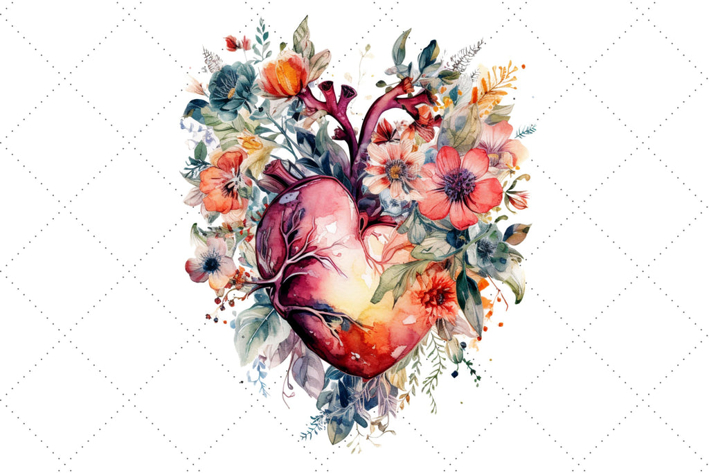 Colorful Floral Heart Watercolor Clipart Bundle, Sublimation, Floral ...