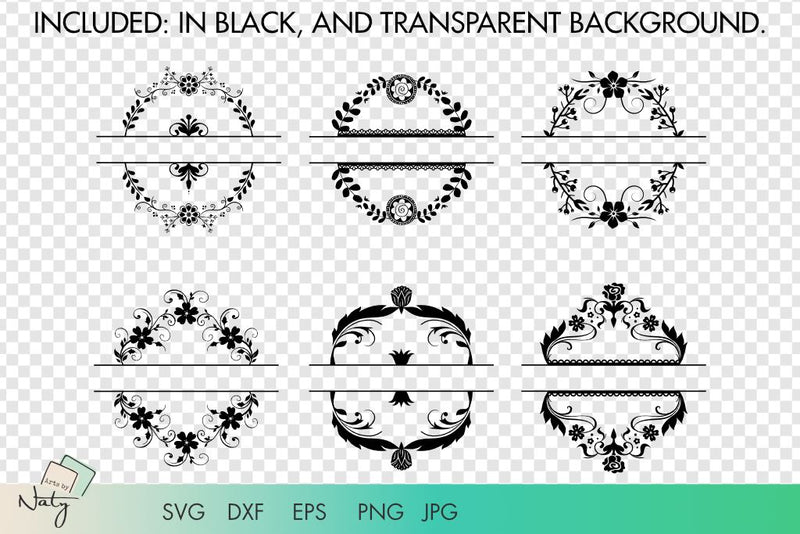 Colorful name split floral frames. - So Fontsy