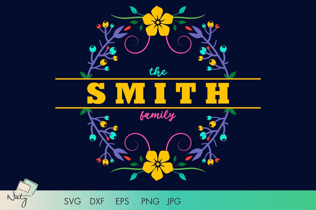 Colorful name split floral frames. - So Fontsy