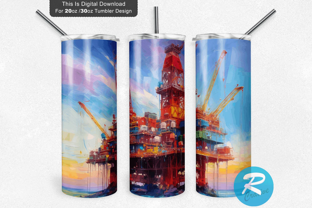 Colorful Oil Rig 20 oz / 30 oz Skinny Tumbler - So Fontsy