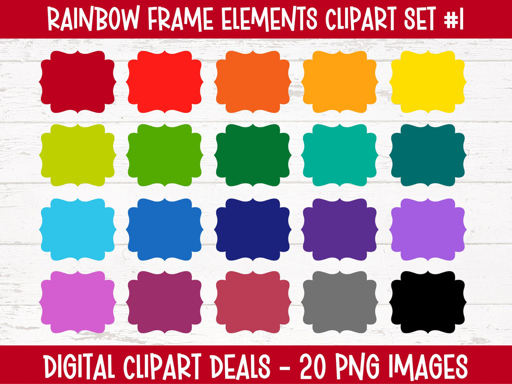 Colorful Rainbow Frames Set - 20 Frames for Crafters, DIY Enthusiasts ...
