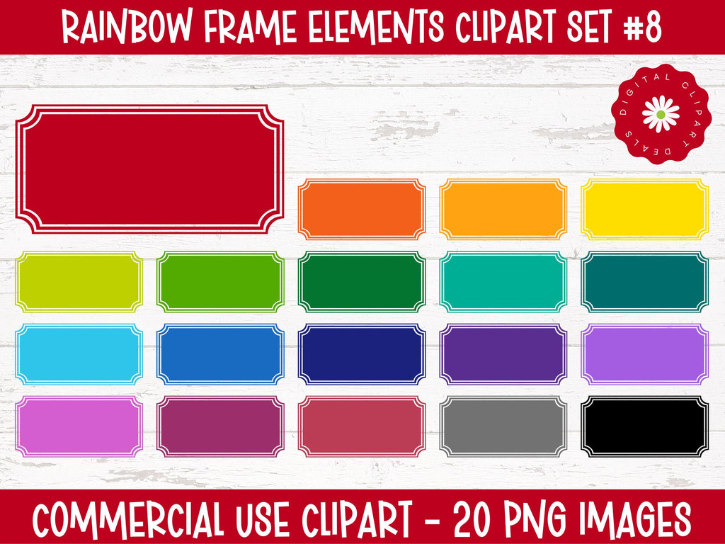 Colorful Rainbow Frames Set #8 - 20 Frames for Crafters, DIY ...