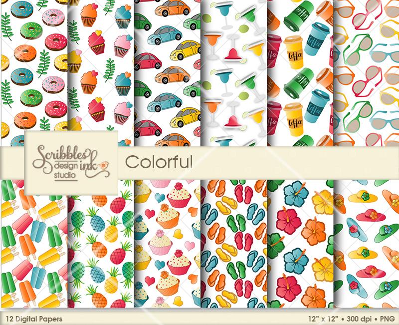 Colorful, Whimsical Digital Patterns/Paper Pack (Copy) - So Fontsy