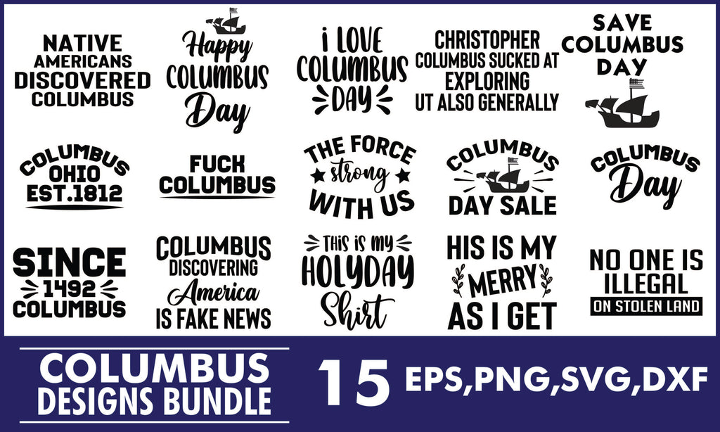 Columbus Day SVG Designs Bundle - So Fontsy