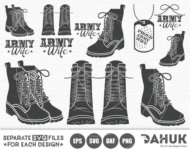 Combat Boots SVG | DXF | EPS | Png | Soldier | Army | Military boots ...