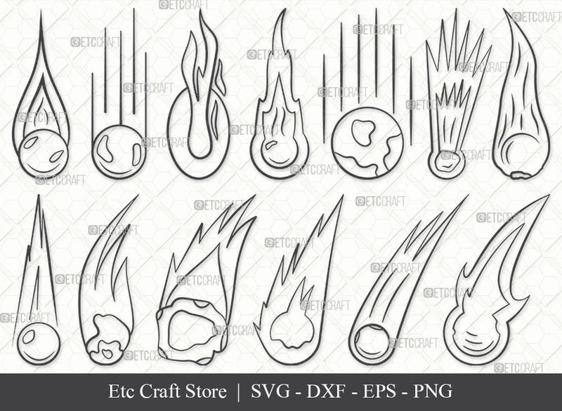 Comet SVG, Comet Outline, Asteroid Svg, Comet Icon Svg, Flaming ...