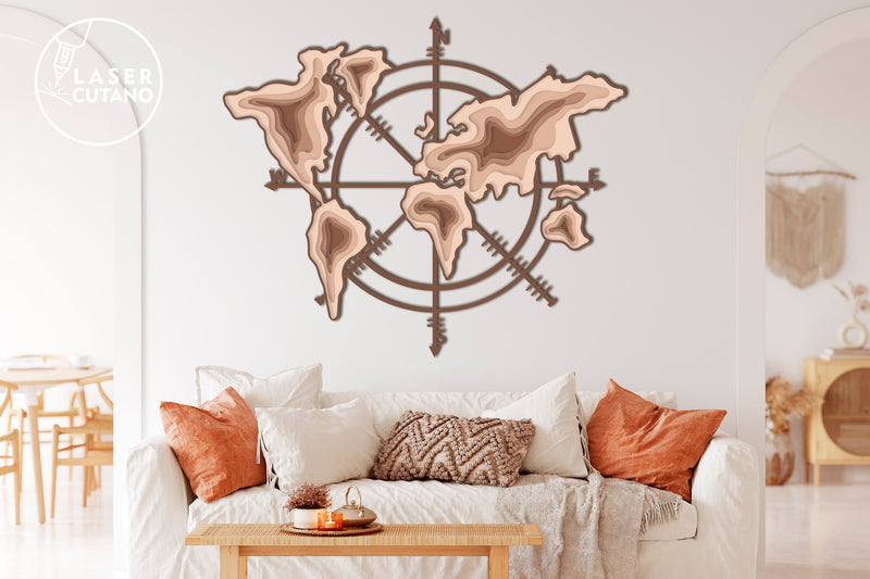 COMPASS MAP Laser Cutting Wood Project - So Fontsy
