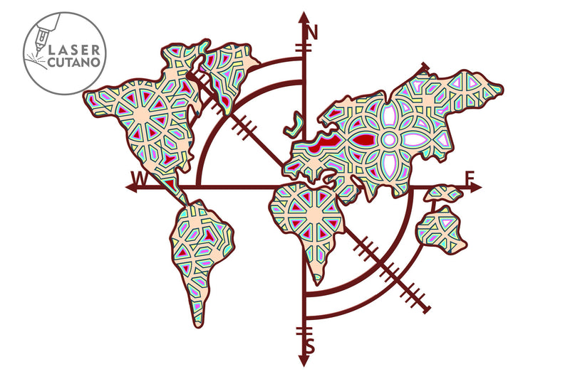 COMPASS MAP Multilayer Laser Cut Files for Laser Cut Wood, Cricut, CNC ...