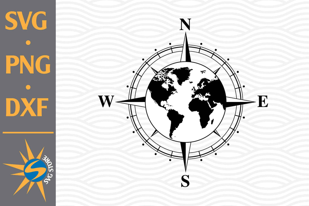Compass World Map SVG, PNG, DXF Digital Files Include - So Fontsy