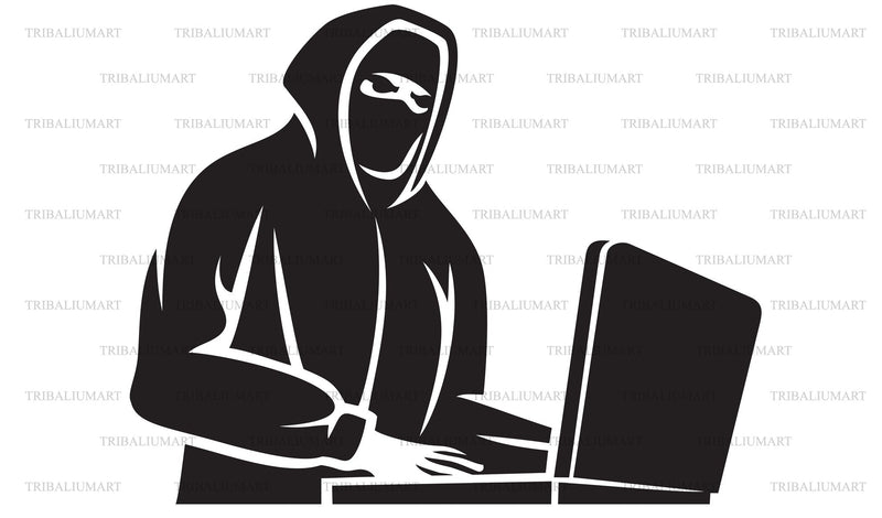 Computer hacker. Cut files for Cricut. Clip Art silhouettes (eps, svg ...