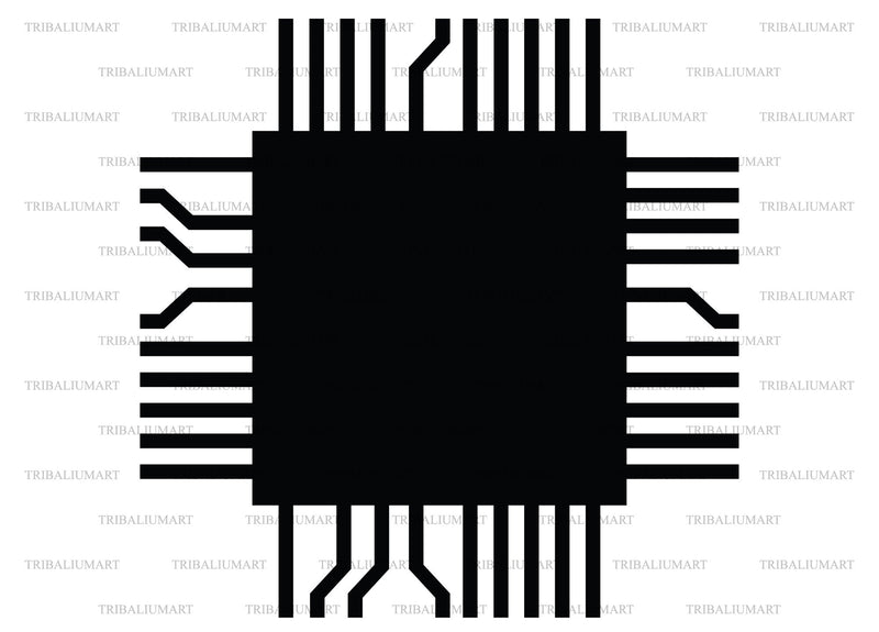 Computer microchip. Cut files for Cricut. Clip Art silhouette (eps, svg ...